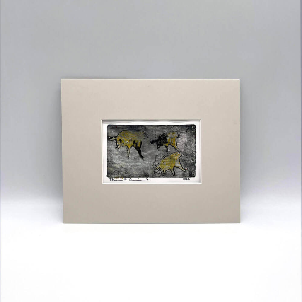 Bumble Bee Trio Silver Black & Gold | Monoprinted Gel Print - PM Artist ...