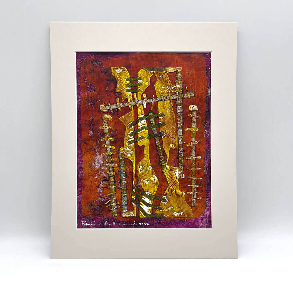 Frank'n Stencil Collage on Rust & Fuchsia | Mixed Media Collage - PM ...