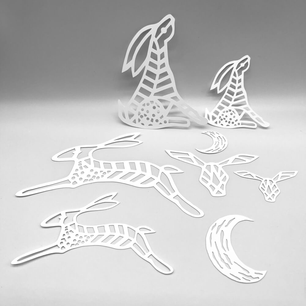 Rabbit Hare Sit Jump Head & Moon | Mixed Media Tools - PM Artist Studio