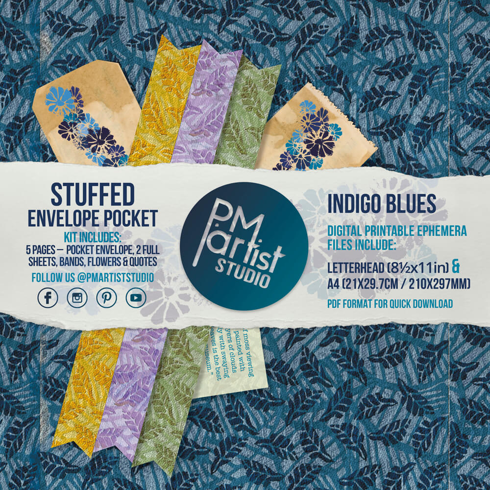 Stuffed Pocket Envelopes | Indigo Blues | Printable Kit | Download - PM ...