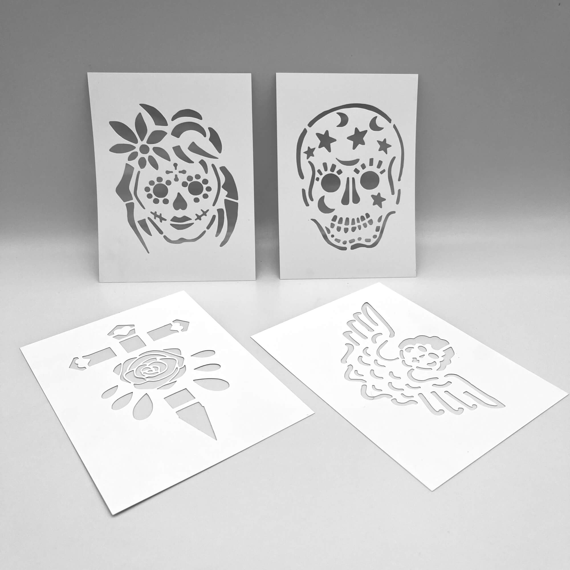 Di_a de Muertos set of 4 Stencils - PM Artist Studio