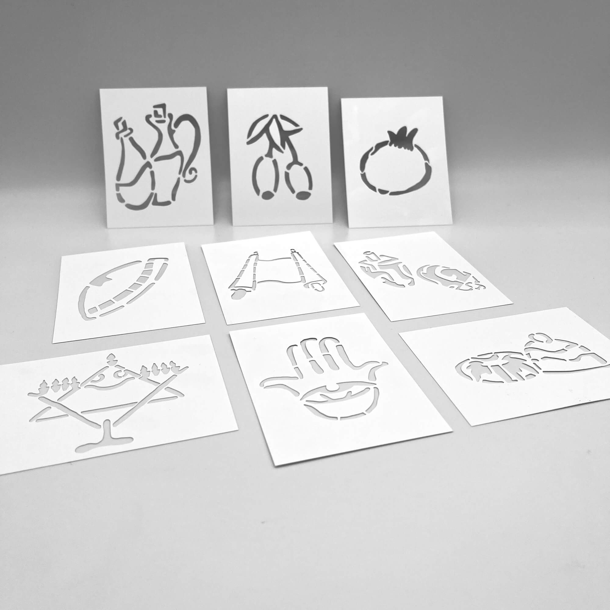 Set of 9 ATCs - Hanukkah Chanukah Vol1 Stencils - PM Artist Studio