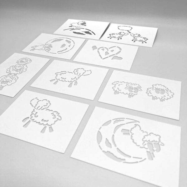 Set of 9 ATCs - Sheepload of Sheep Stencils - PM Artist Studio