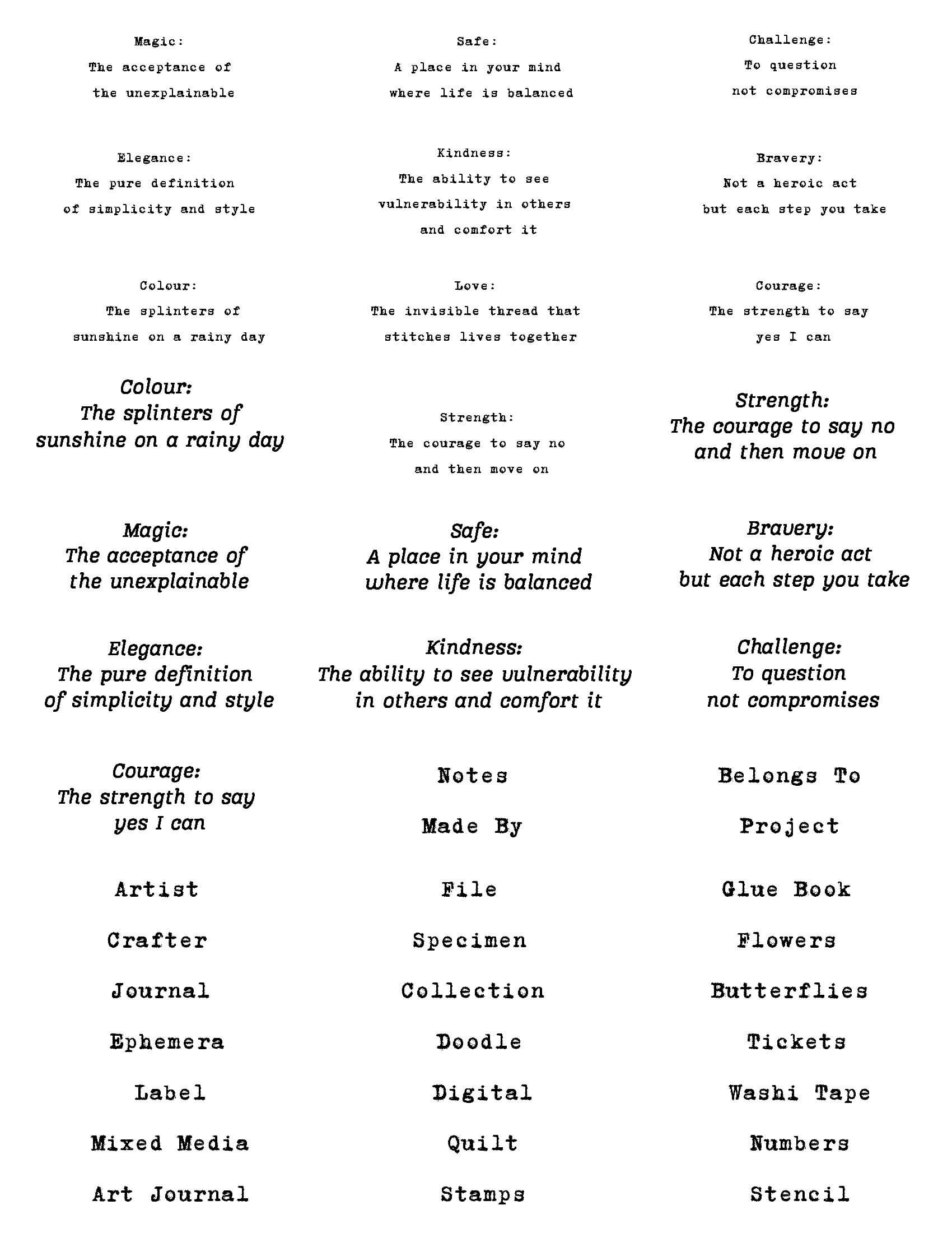 Definitions & Wise Words by Ceri | Digital PRINTABLE PAPER | Download