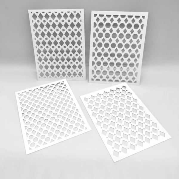 Diamonds and Dots Set of Four 4.5"x6" | Mixed Media - PM Artist Studio