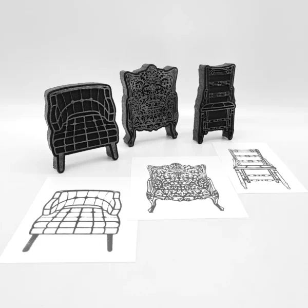 Chairs Three Styles | Artists' Tools | Foam Stamp - PM Artist Studio