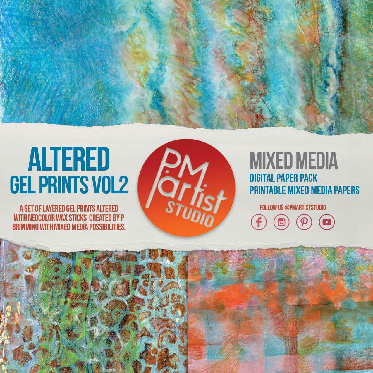 Altered Gel Prints Painty Papers Vol2 | Set of 3 | Download - PM Artist ...