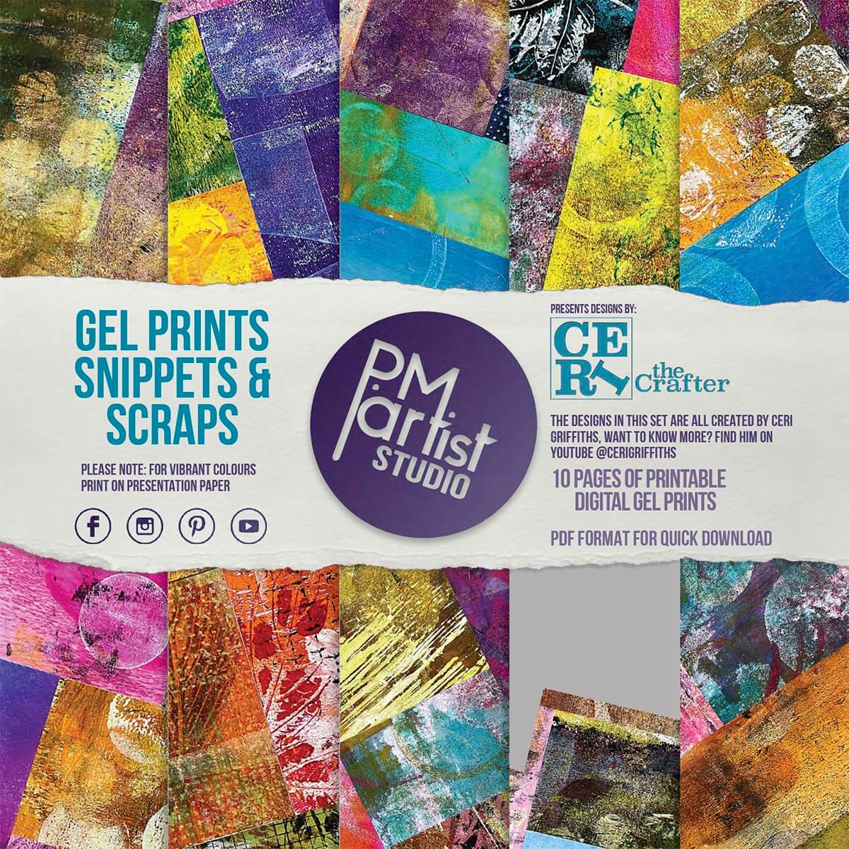 Gel Prints Snippets and Scraps Vol 1 | Digital PRINTABLE PAPER | Download