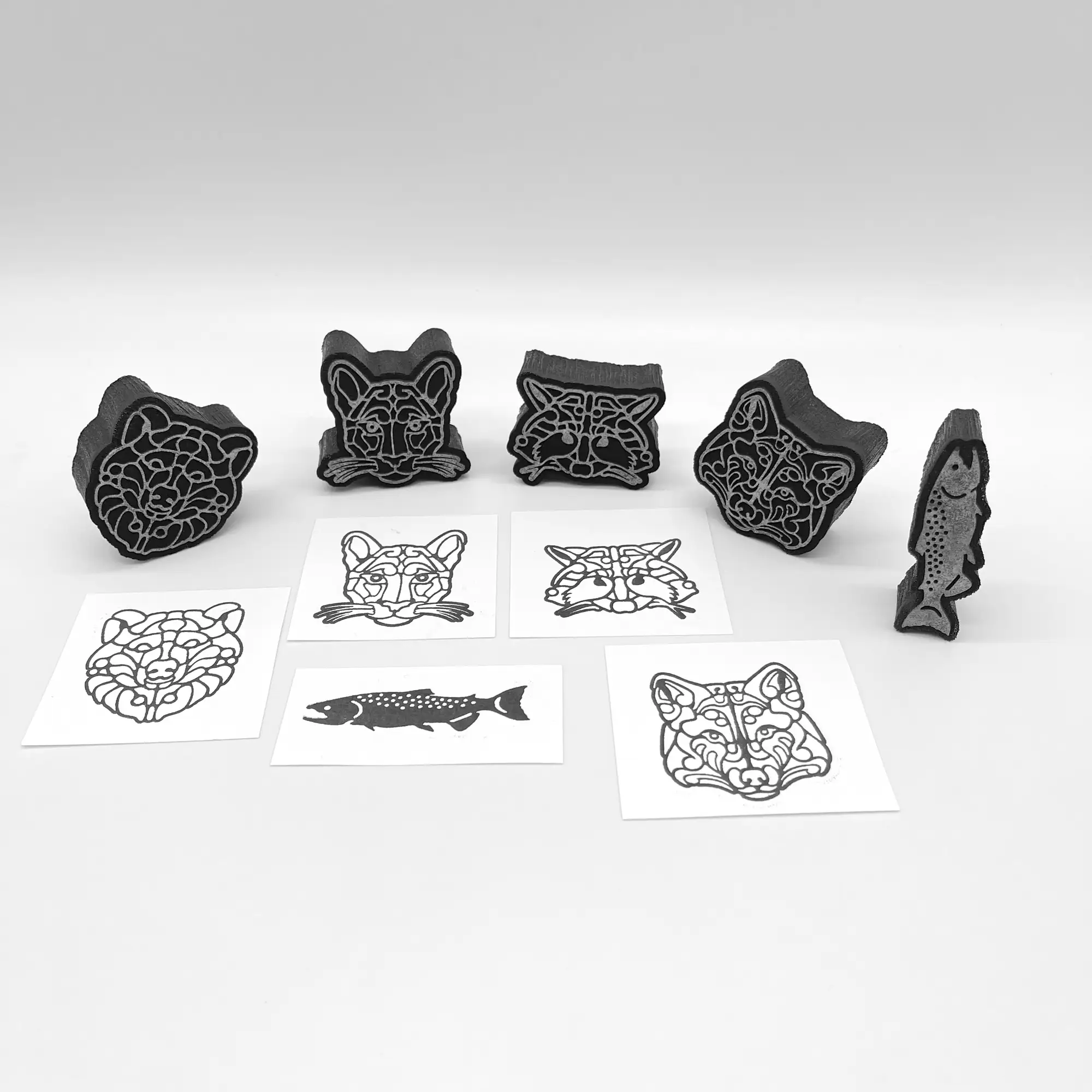 SMALL Four Fanged Furry Forest Faces and a Fish | Artists' Tools | Foam ...